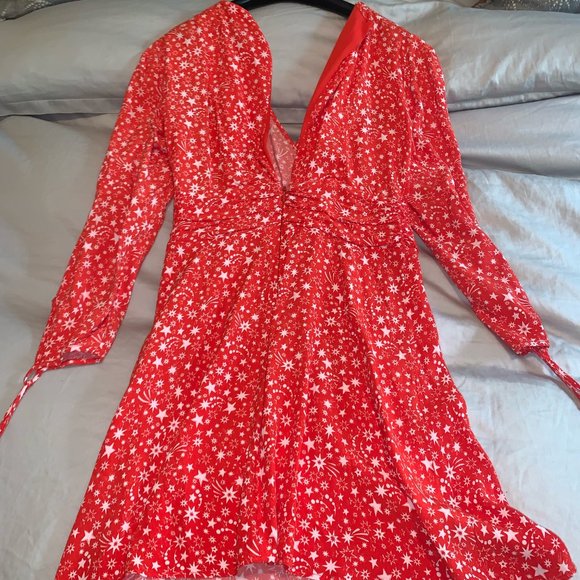 Topshop | Dresses | Topshop Star Print Red Tea Dress Size Small | Poshmark